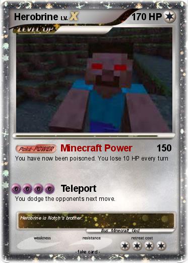 Pokemon Minecraft Cards Herobrine