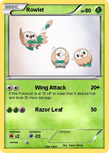 Pokémon Rowlet 48 48 - Wing Attack - My Pokemon Card