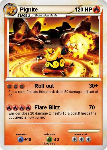 Pokémon Pignite 114 114 - Roll out - My Pokemon Card