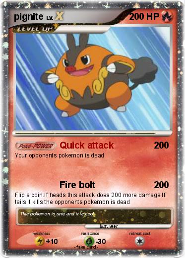 Pokémon pignite 285 285 - Quick attack - My Pokemon Card