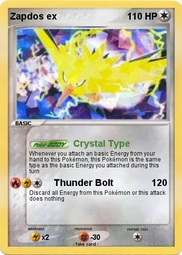 Pokémon Zapdos ex 101 101 - Crystal Type - My Pokemon Card
