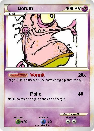 Pokémon Gordin - Vormit - Ma carte Pokémon