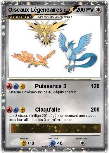 Pokémon Oiseaux Legendaires 3 3 - Puissance 3 - Ma carte Pokémon