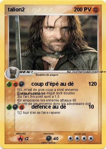 Pokémon talion - coup d'épé au dé - Ma carte Pokémon