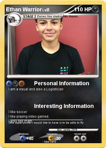 Pokémon Ethan Warrior - Personal Information - My Pokemon Card