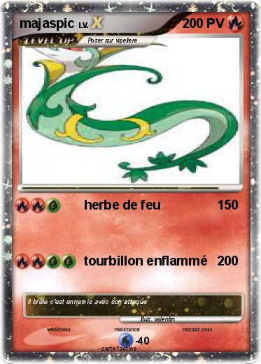 Pokémon majaspic 220 220 - herbe de feu - Ma carte Pokémon