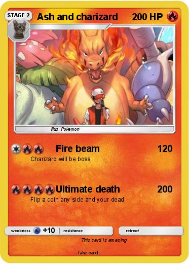 Pokémon Ash and charizard 5 5 - Fire beam - My Pokemon Card