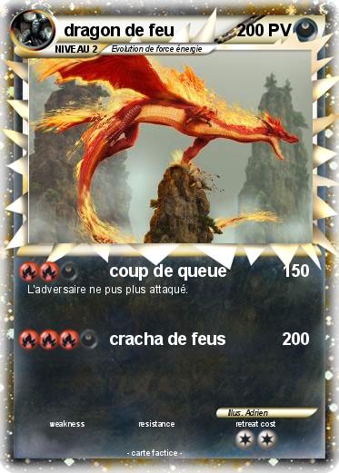 Pokémon dragon de feu 168 168 - coup de queue - Ma carte Pokémon