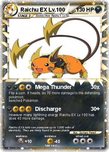 Pokémon Raichu EX Lv 100 100 - Mega Thunder - My Pokemon Card
