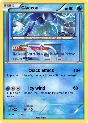 Pokémon Glaceon 480 480 - Quick attack - My Pokemon Card