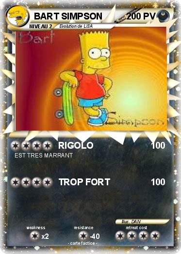 Pokémon BART SIMPSON 307 307 - RIGOLO - Ma carte Pokémon
