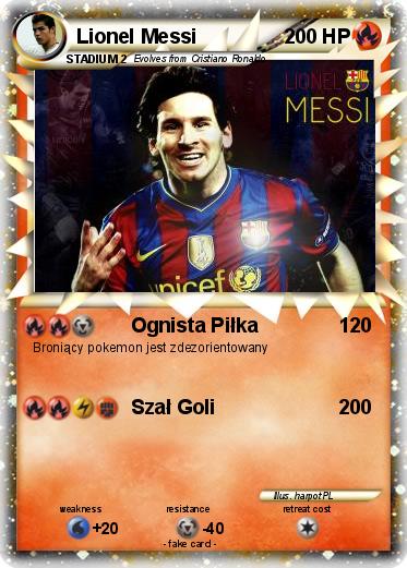 Pokémon Lionel Messi 322 322 - Ognista Piłka - Twoja własna karta pokemon