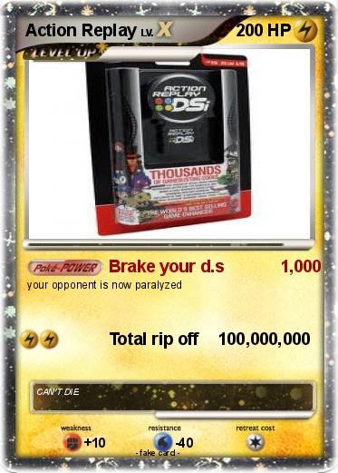 Pokémon Action Replay 34 34 - Brake your d.s 1,000 - My Pokemon Card