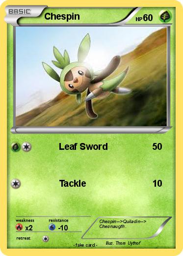 Pokémon Chespin 335 335 - Leaf Sword - My Pokemon Card