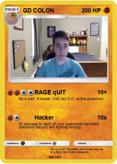 Pok mon GD COLON 1 1 RAGE QUiT My Pokemon Card