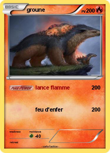 Pokémon groune - lance flamme - Ma carte Pokémon