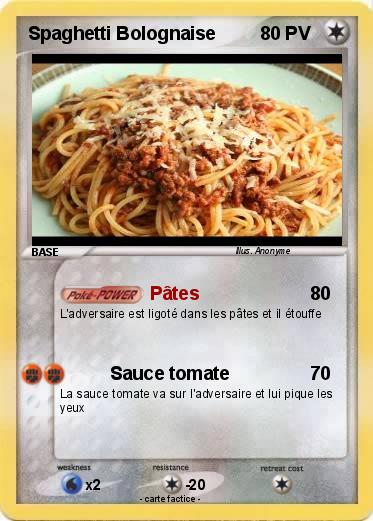 Pokémon Spaghetti Bolognaise - Pâtes - Ma carte Pokémon