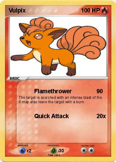 Pokémon Vulpix 290 290 - Flamethrower - My Pokemon Card
