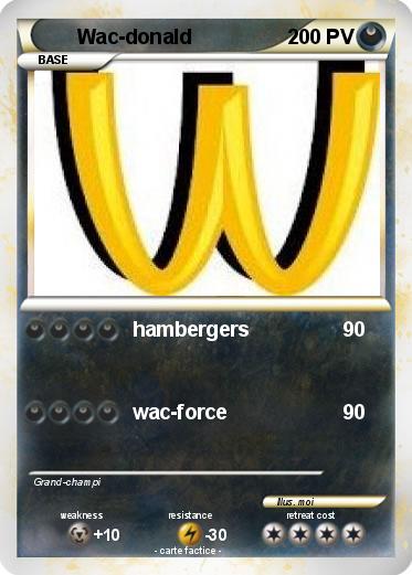Pokémon Wac donald - hambergers - Ma carte Pokémon