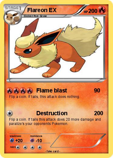 Pokémon Flareon EX 32 32 - Flame blast - My Pokemon Card
