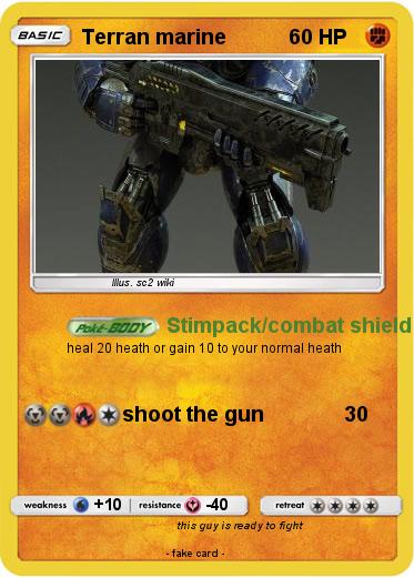 Pokémon Terran marine 1 1 - Stimpack/combat shield - My Pokemon Card