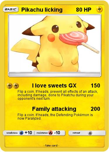 Pokémon Pikachu licking - I love sweets GX - My Pokemon Card