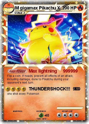Pokémon M gigamax Pikachu X - Max lightning 999999 - My Pokemon Card