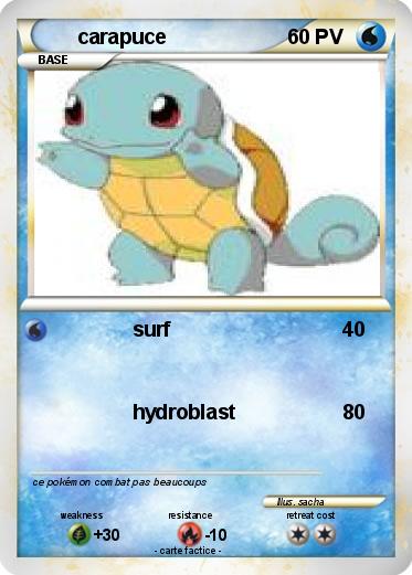Pokémon carapuce 106 106 - surf - Ma carte Pokémon