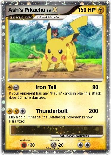 Pokémon Ash s Pikachu 208 208 - Iron Tail - My Pokemon Card