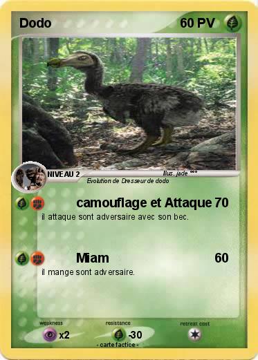 Pokémon Dodo 184 184 - camouflage et Attaque - Ma carte Pokémon