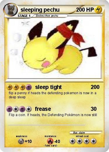 Pokémon sleeping pechu - sleep tight - My Pokemon Card