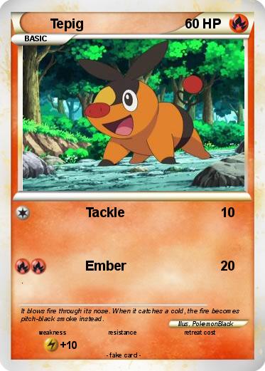 Pokémon Tepig 164 164 - Tackle - My Pokemon Card
