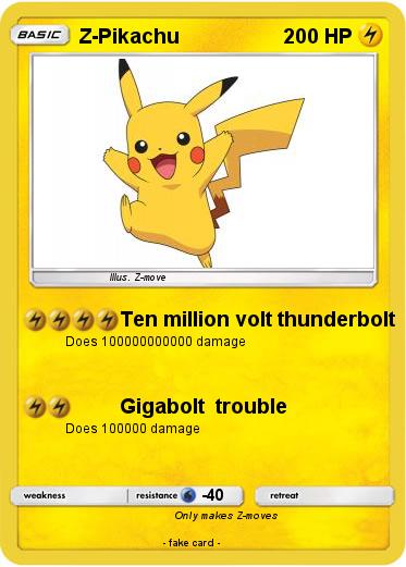 Pokémon Z Pikachu 7 7 - Ten million volt thunderbolt - My Pokemon Card