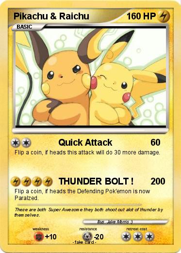 Pokémon Pikachu Raichu 16 16 - Quick Attack - My Pokemon Card