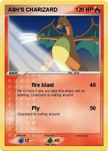 Pokémon ASH S CHARIZARD 68 68 - fire blast - My Pokemon Card
