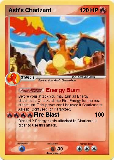 Pokémon Ash s Charizard 30 30 - Energy Burn - My Pokemon Card