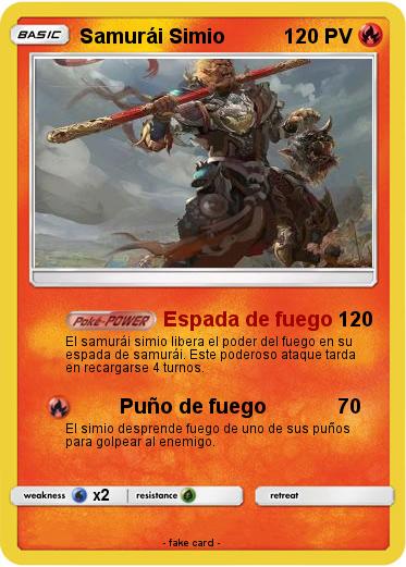 Pokémon Samurai Simio - Espada de fuego - Mi carta pokémon