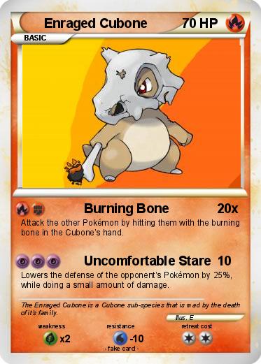 Pokémon Enraged Cubone - Burning Bone - My Pokemon Card