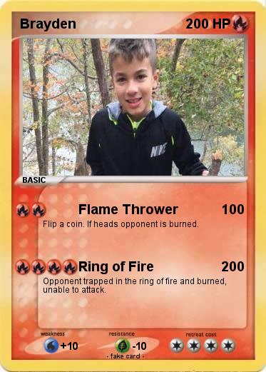 Pokémon Brayden 130 130 - Flame Thrower - My Pokemon Card