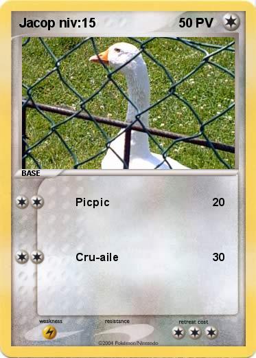 Pokémon Jacop niv 15 15 - Picpic - Ma carte Pokémon