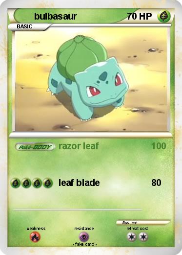 Pokémon bulbasaur 130 130 - razor leaf 100 - My Pokemon Card