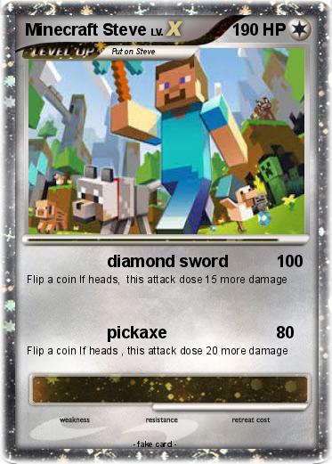 Pokémon Minecraft Steve 58 58 - diamond sword - My Pokemon Card