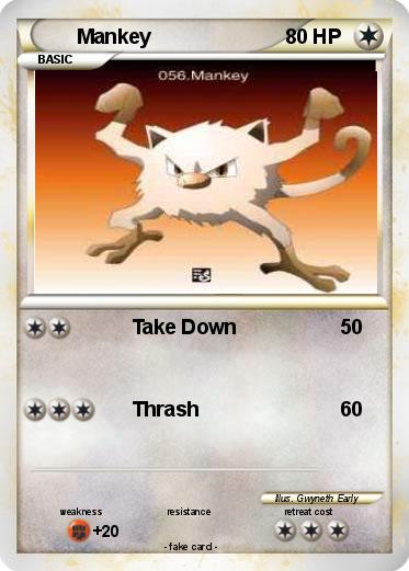 Pokémon Mankey 10 10 - Take Down - My Pokemon Card