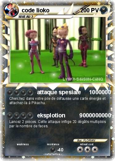 Pokémon code lioko 2 2 - attaque spesiale 1000000 - Ma carte Pokémon