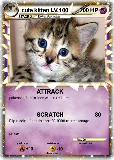 Pokémon cute kitten LV 100 100 - ATTRACK - My Pokemon Card