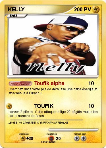 Pokémon KELLY 188 188 - Toufik alpha - Ma carte Pokémon