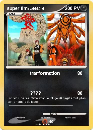Pokémon super tim - tranformation - Ma carte Pokémon