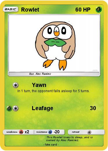 Pokémon Rowlet 189 189 - Yawn - My Pokemon Card