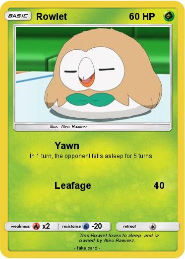 Pokémon Rowlet 188 188 - Yawn - My Pokemon Card