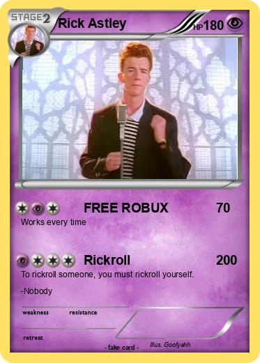 Pokémon Rick Astley 801 801 - FREE ROBUX - My Pokemon Card